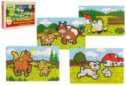 Puzzle dřevěné Moje první zvířátka 4x12 dílků 20x14x3,5cm v dřevěné krabičce 24m+ MPZ