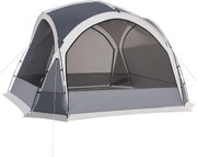 Outsunny Přenosný Stan pro 6-8 Osob na Pláž s 4 Síťovanými Dveřmi a Ant UV Transportní Taškou pro Rybářství a Turistiku 350cm x 350cm x 230cm Šedá a B