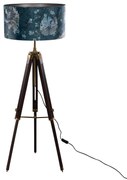 Stojací lampa z mosazi na třech nohách ssametovým stínítkem smotivem ryb 50cm - Cortin