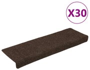 Schodové rohože samolepicí 30 ks 65 x 21 x 4 cm hnědé s obdélníkovým okrajem 3365698