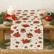 Vánoční ubrus Vánoční růže 40 x 170 cm TiaHome