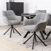 Designová otočná židle Modena šedá bouclé