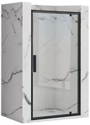 Jednokřídlé sprchové dveře REA RAPID SWING 80 cm pro instalaci do niky, černé/transparent - bez vaničky