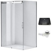 BPS-koupelny Obdélníkový sprchový kout HYD-OK202C 120x90 chrom/transparent + vanička HYD-OSV-SXL04C černá