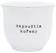 Bella Rose Porcelánový obal na květináč Zapouštím kořeny 10 cm, bílá barva, zlatá barva, porcelán