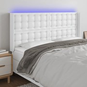 Čelo postele s LED bílé 163 x 16 x 118/128 cm umělá kůže