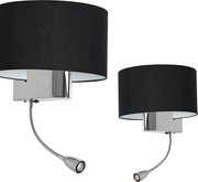 Nástěnné svítidlo Napoli, 1x černé textilní stínítko + 1xLED 1w, ch