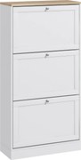 HOMCOM Úzký Botník se 3 Sklápěcími Dvířky, Úložný P prostor pro 18 Párů Bot do Úzkých Chodeb 60x23.5x115 cm Bílý | Aosom