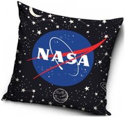 Polštář s logem Americké vládní agentury pro pro letectví a kosmonautiku NASA - motiv černý vesmír - 40 x 40 cm