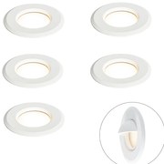 Sada 5 moderních zapuštěných bodových svítidel bílá vč. LED IP67 - Linsey