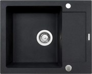 Pyramis Granitový dřez s odkapávačem Mido 1B 1D, black, 62 x 50 cm