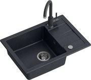 Černý kuchyňský granitový dřez QUADRON GO- SMART + BATERIE