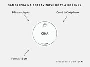 ČÍNA - omyvatelná samolepka na kořenky, výběr rozměrů Ø 5 cm / 5 x 5 cm / 6 x 8 cm | DomaLEP tvar: KOLEČKO, barva: BÍLÁ - ČERNÉ písmo, velikost: Ø 5 cm - tučné písmo