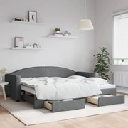 Válenda s přistýlkou a zásuvkami tmavě šedá 90 x 200 cm textil 3197225