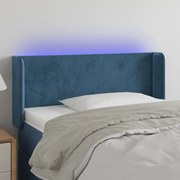 Čelo postele s LED tmavě modré 83 x 16 x 78/88 cm samet