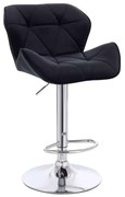 LuxuryForm DESIGN Barová židle MILANO VELUR na stříbrné kulaté podstavě - černá