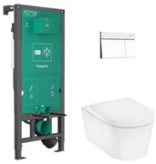 Hansgrohe EluPura S - Set předstěnové instalace, klozetu EluPura S a sedátka SoftClose, tlačítko iFrame Element E, matná bílá 60303700