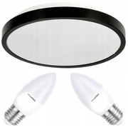 BERGE LED stropní svítidlo 2xE27 IP20 LARI - R ČERNÉ + 2x E27 10W - teplá bílá
