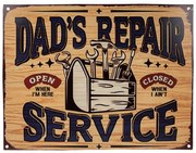 Béžová nástěnná kovová cedule Dad´s Repair Service – 33x1x25 cm