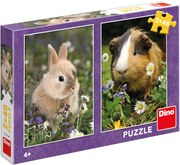 DINO Puzzle Králíček a morče 18x26cm skládačka 2x48 dílků dn381681