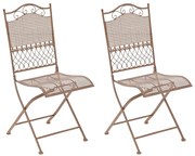 Kovová skladací židle Kiran (SET 2 ks) - Hnědá antik