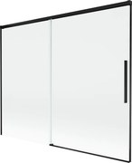 Mexen Rox, 2-křídlová posuvná vanová zástěna 190 x 150 cm, 8mm čiré sklo, černý matný profil, 8C9-190-001-70-00