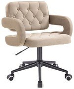 LuxuryForm DESIGN Otočná židle ADRIA VELUR na černé podstavě s kolečky - latte