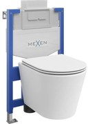 Mexen WC podomítkový set Felix XS-U stojan s WC mísou Rico a pomalu padajícím sedátkem, Matná bílá - 68530724001