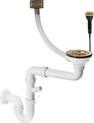 Gamma Gamma, 1-komorový automatický sifon pro granitové dřezy s hranatým přepadem, zlatá lesklá, GMA-1A11ZGD