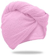 Rychleschnoucí froté turban na vlasy růžový, 100% bavlna