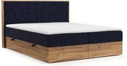 Boxspring postel s úložným prostorem v tmavě modro-přírodní barvě 180x200 cm Asahi – Maison de Rêve
