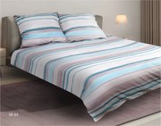 Matex Saténové povlečení 160x200 03A premium heather tyrkysová růžová prášková směs pruhy