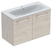 Geberit Selnova Square - Umyvadlová skříňka 64x99x48 cm, s umyvadlem, 2 dvířka, světlý ořech hickory 501.263.00.1