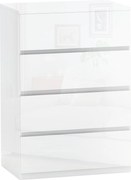 HOMCOM Komoda se 4 zásuvkami Moderní komoda do ložnice s bezpečnostním designem 55x33x80 cm Jasně bílá | Aosom