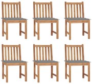 Zahradní židle 6 ks s poduškami masivní teak 3073116