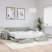 Válenda s přistýlkou a zásuvkami světle šedá 90 x 190 cm samet 3196990