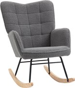 HOMCOM Houpací křeslo Houpací křeslo, akcentní křeslo, relaxační křeslo s berberským rounem, do 120 kg, tmavě šedé, 71x92x101 cm| Aosom