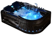 BPS-koupelny Hydromasážní vana HYD-VE761-L 180x120 LEVÁ ČERNÝ MRAMOR s ohřevem vody