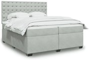 Box spring postel s matrací světle šedá 200x200 cm samet 3293314