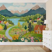 Fototapeta - Vesnice v horách (245x170 cm)