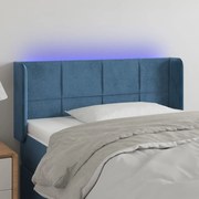 Čelo postele s LED tmavě modré 83 x 16 x 78/88 cm samet