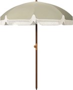 Velký slunečník Outsunny s třásněmi Ø190 cm, venkovní terasový slunečník s UV40+ ochranou, odolný proti větru, vodotěsný, 32 mm tyč a světle olivově z