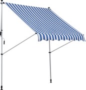 Outsunny markýza se skládacím ramenem, výškově nastavitelná markýza 200x150cm modrá/bílá z hliníku pro terasu a balkon | Aosom.de