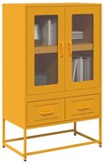 Skříň highboard hořčicově žlutá 68x39x111,5 cm ocel