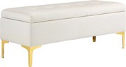HOMCOM Lavice s úložným prostorem čalouněná lavice sametový vzhled kovové nohy lavice do obývacího pokoje ložnice předsíně 120 x 44 x 44,5 cm béžová …