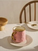 Sinsay - Keramický hrnek se zlatým lemem a uchem - pastelová růžová