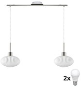 LED Lustr na lanku HARMA 2xE27/60W/230V matný chrom/bílá
