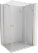 Mexen Mist-H Duo, 2-křídlý výklopný sprchový kout 110 x 120 cm, čiré sklo, zlatý matný profil, 8A5-110L-120P-55-00