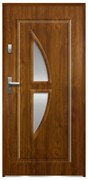 O.K. Doors® P55 Vchodové dveře Kronos, 80 P, rozměr vč. zárubně: 900 × 2070 mm, ocel, pravé, dub zlatý, prosklené