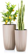 PLASTOVÝ KVĚTINÁČ STRIPPED ECO 42X25 CM BÉŽOVÁ